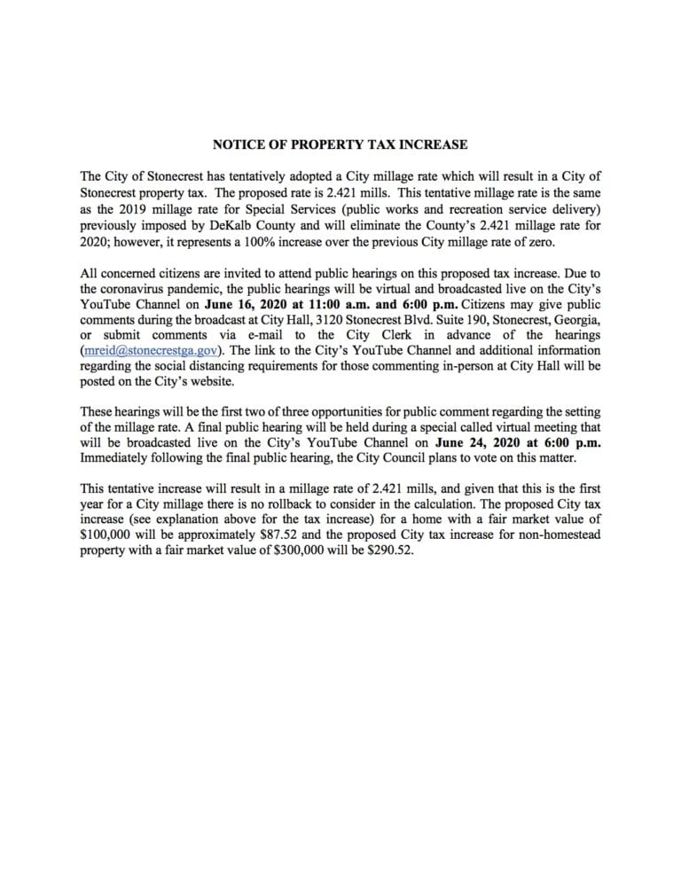 NOTICE OF PROPERTY TAX INCREASE - On Common Ground News - 24/7 local news