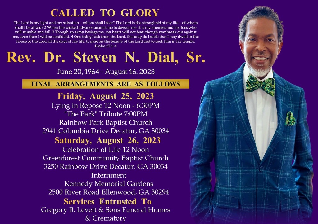 Rev. Steven N. Dial,Sr. pastor of Rainbow Park Baptist Church, passes ...