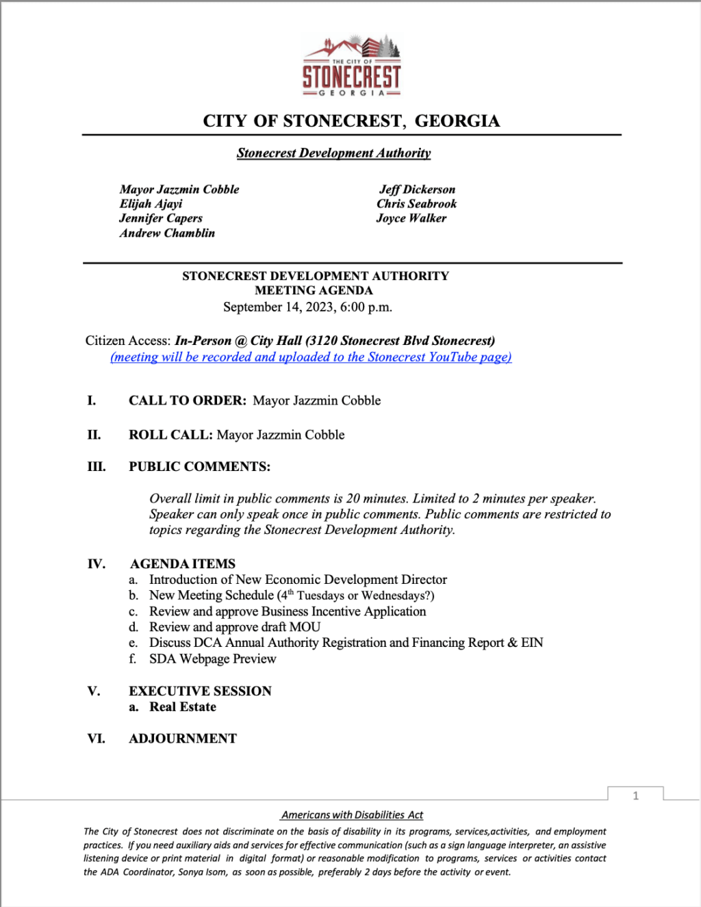 City of Stonecrest Notice – Stonecrest Development Authority ...