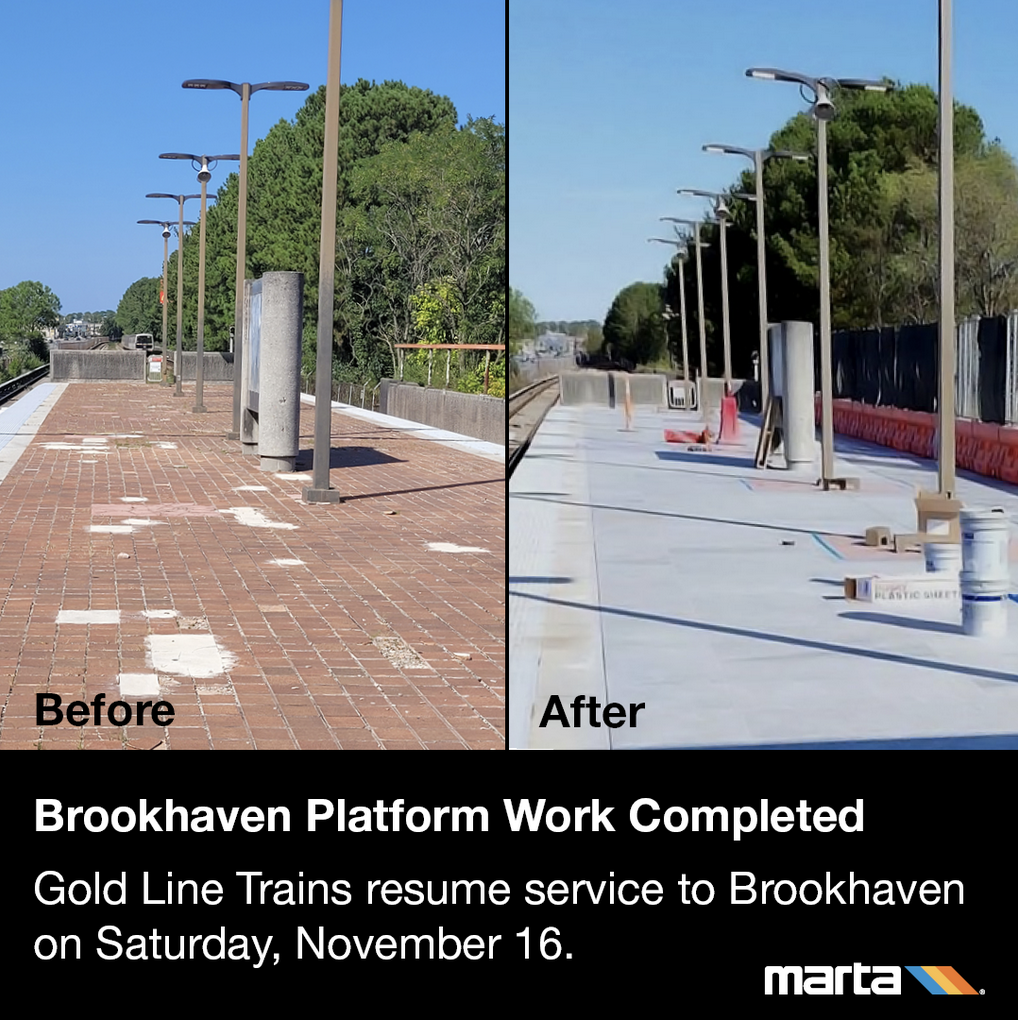 MARTA completes platform paver construction at Brookhaven rail station ...